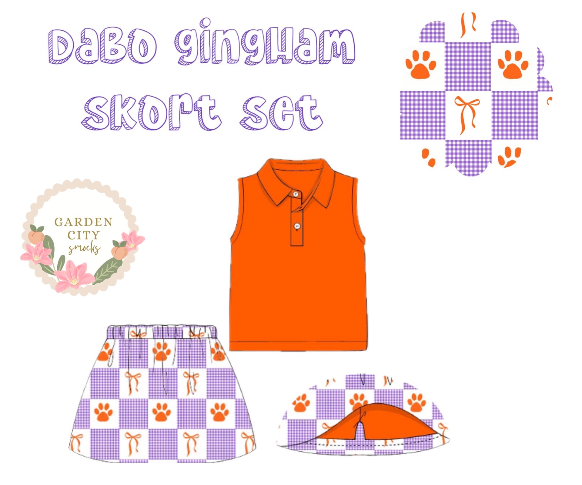 PO15 Dabo Gingham Skort Set – Garden City Smocks